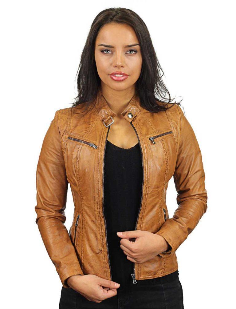 Leren dames jas 315 cognac Versano, dames leren jas