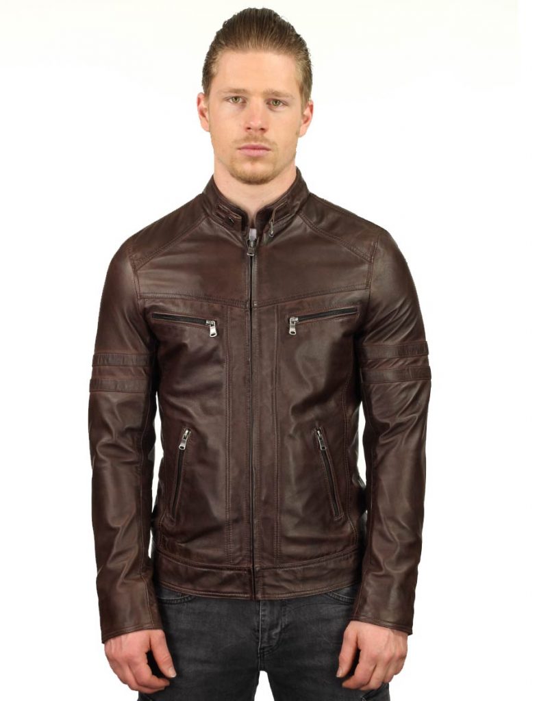 leren heren jas bruin TR43 Versano, bruine leren heren jas