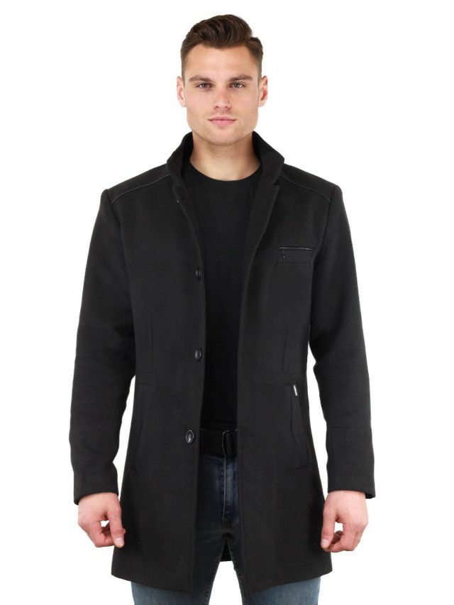 Heren mantel jas zwart Versano johnson