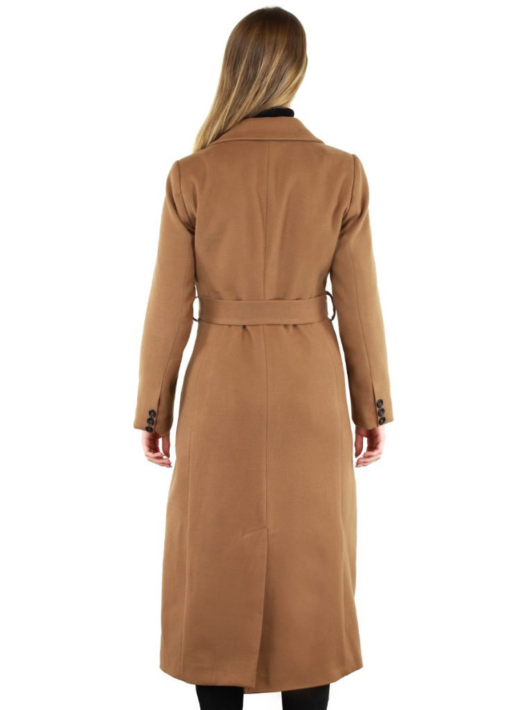 Lange dames mantel jas Versano Delfin camel